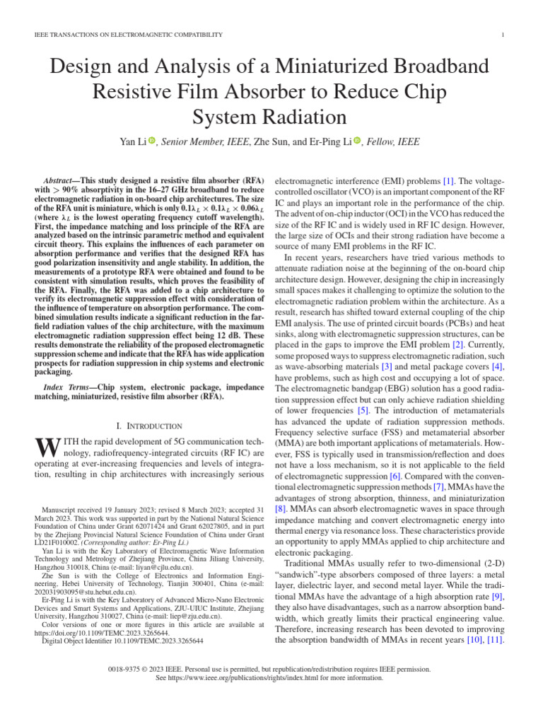 Miniaturized Broadband Resistive Film Absorber | PDF | Resonance ...
