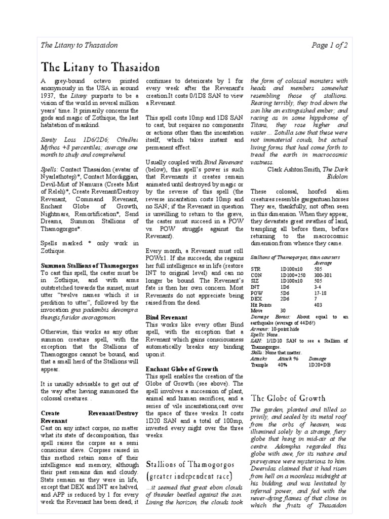 Ingham's Mythos: Thasaidon | PDF