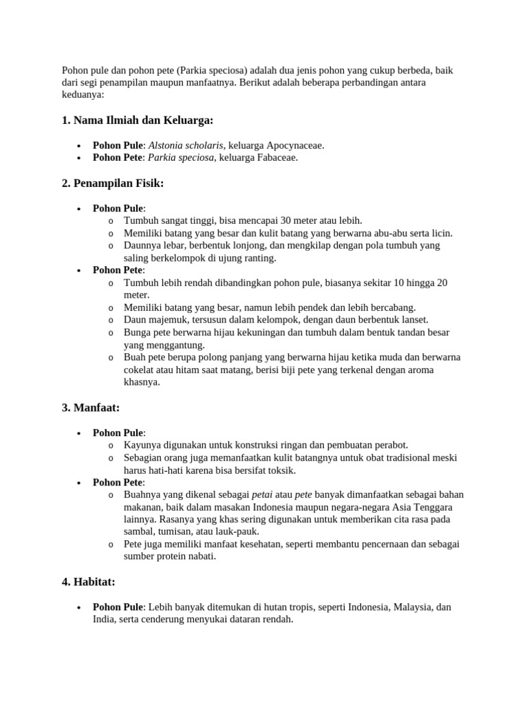 Perbandingan Pohon Pule dan Pete | PDF