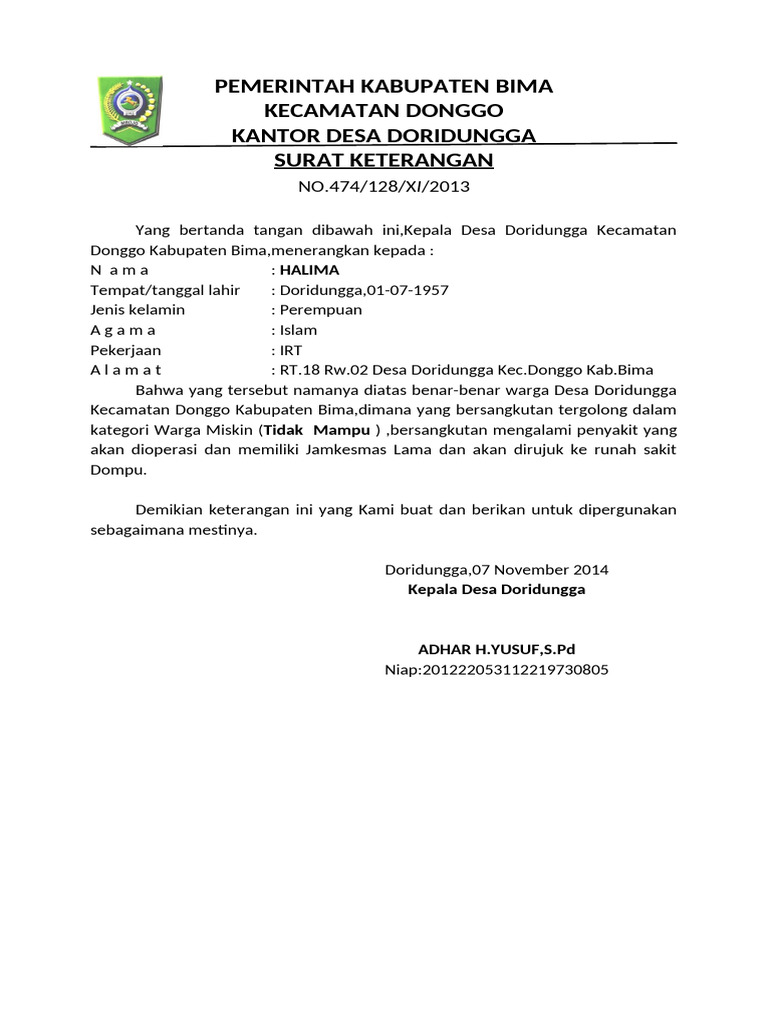 Keterangan Jamkesmas | PDF