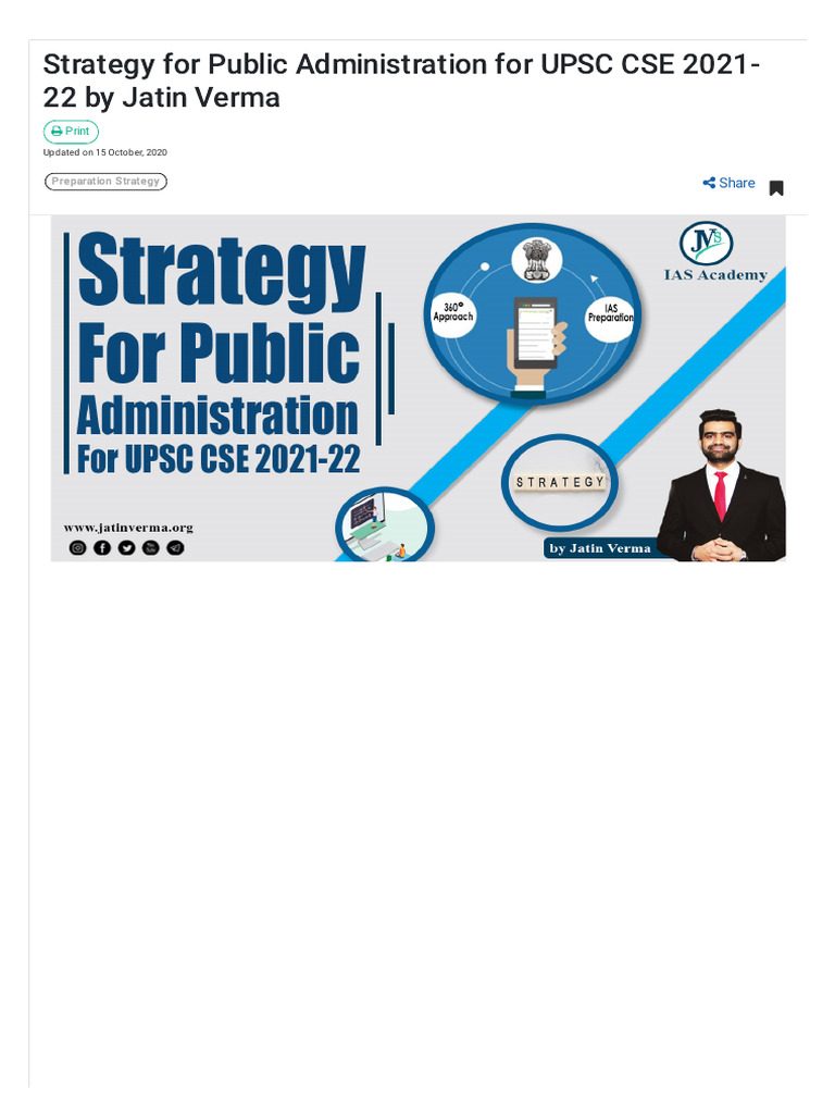 Strategy For Public Administration For UPSC CSE 2021-22 by Jatin Verma ...