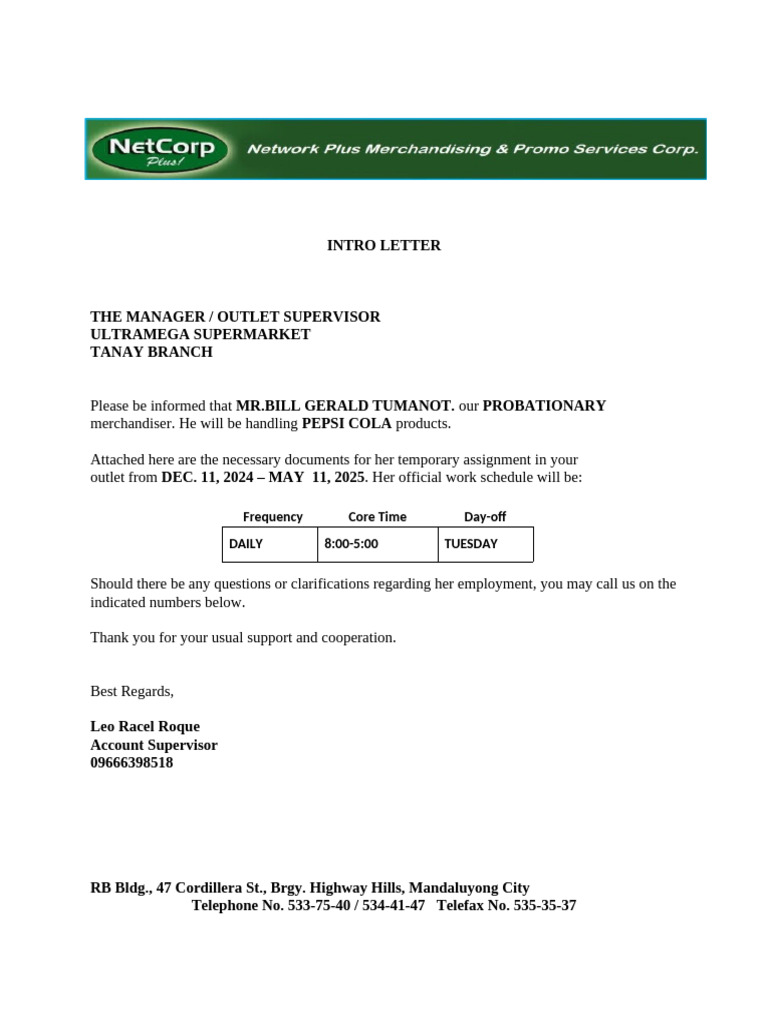 Intro Letter | PDF