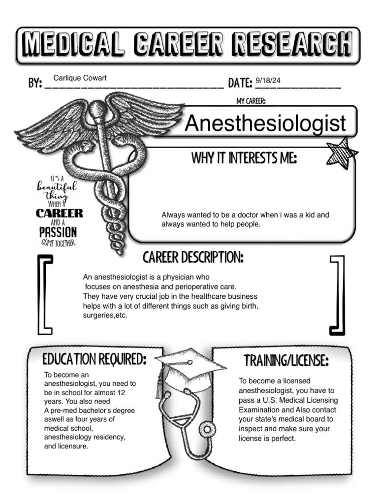 Medical Career Research Student Fillable PDF | PDF