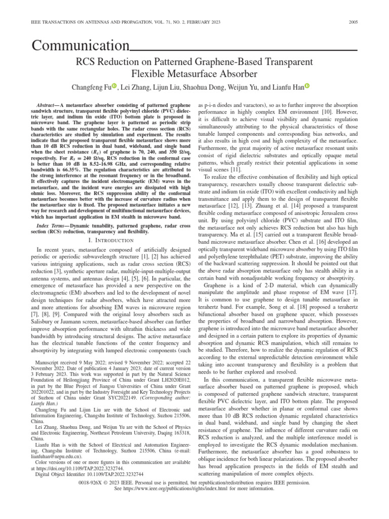 14.RCS_Reduction_on_Patterned_Graphene-Based_Transparent_Flexible_Metasurface_Absorber | PDF ...