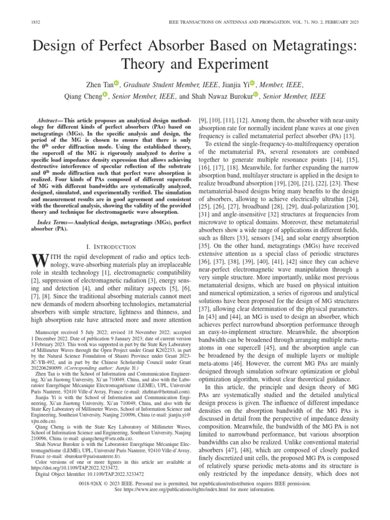 11.design of Perfect Absorber Based On Metagratings Theory and ...