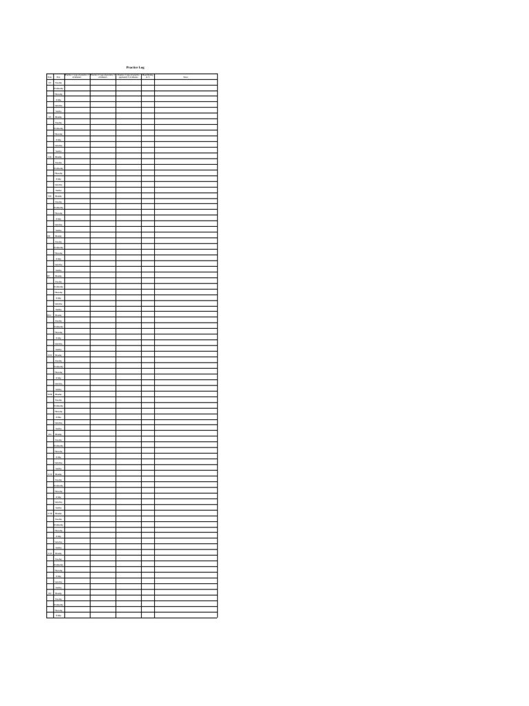 Weekly Practice Log Template | PDF