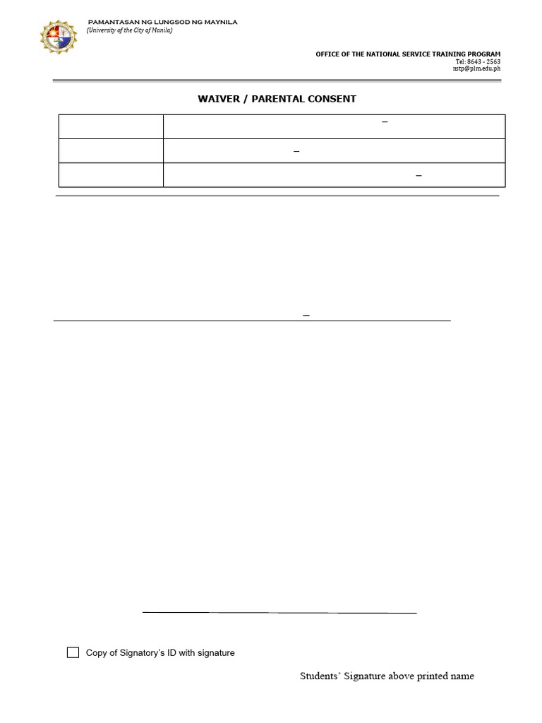 NSTP-CWTS Consent for Clean-Up Drive | PDF | Civil Law (Legal System) | Justice