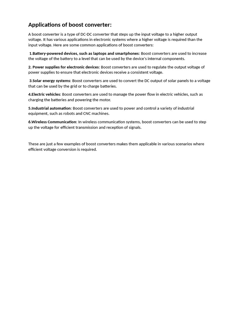 Applications of Boost Converter | PDF