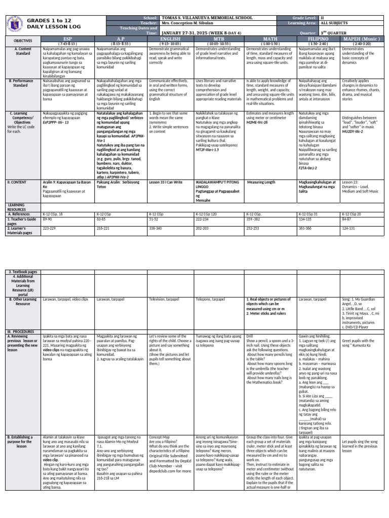DLL - All Subjects 2 - Q3 - W8 - D4 | PDF