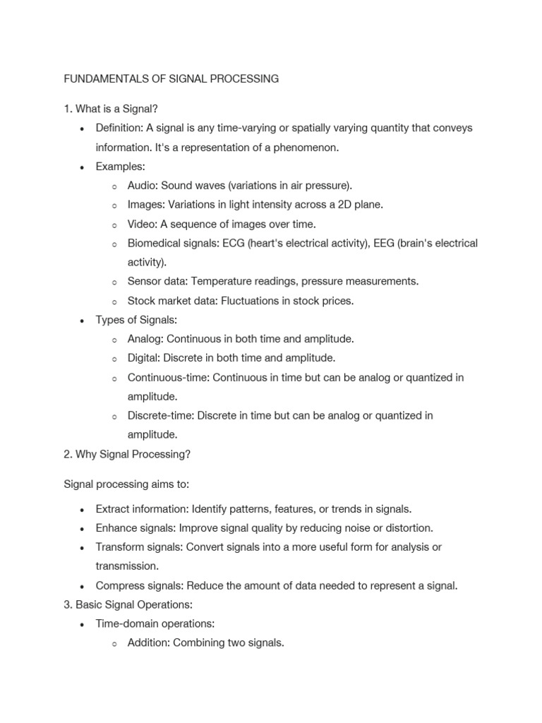 Signal Processing Basics Explained | PDF | Digital Signal Processing ...