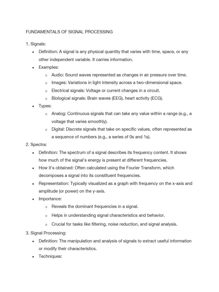Fundamentals of Signal Processing - Version 0.1 | PDF | Spectral ...