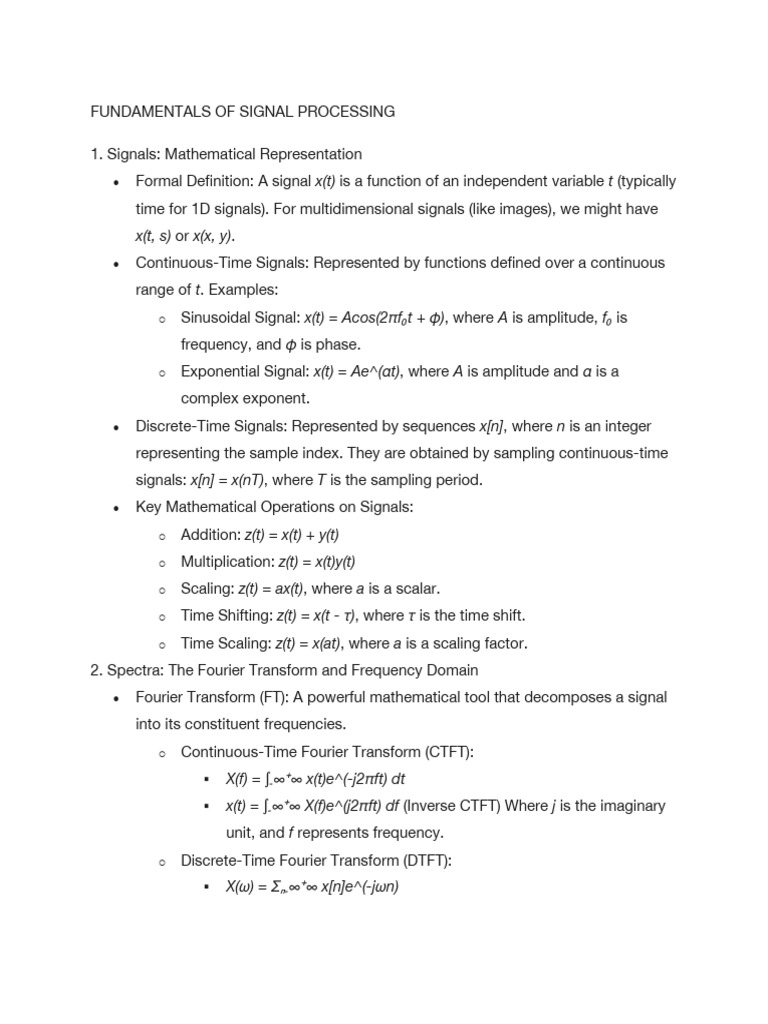 Signal Processing Fundamentals Explained | PDF | Discrete Fourier Transform | Fourier Transform