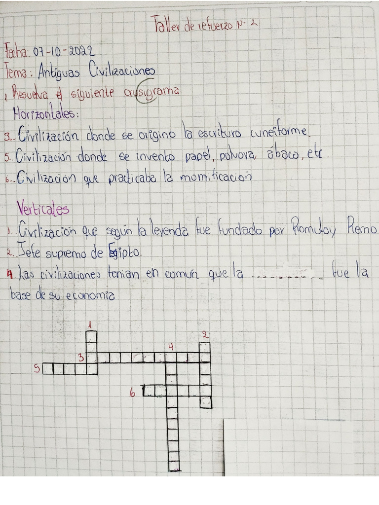 Crucigrama Civilizaciones Antiguas | PDF
