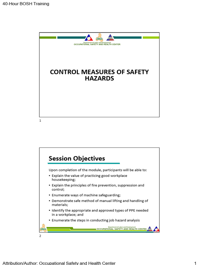Day 3 - Module 2-3B - Control Measures of Safety Hazards - Participant ...