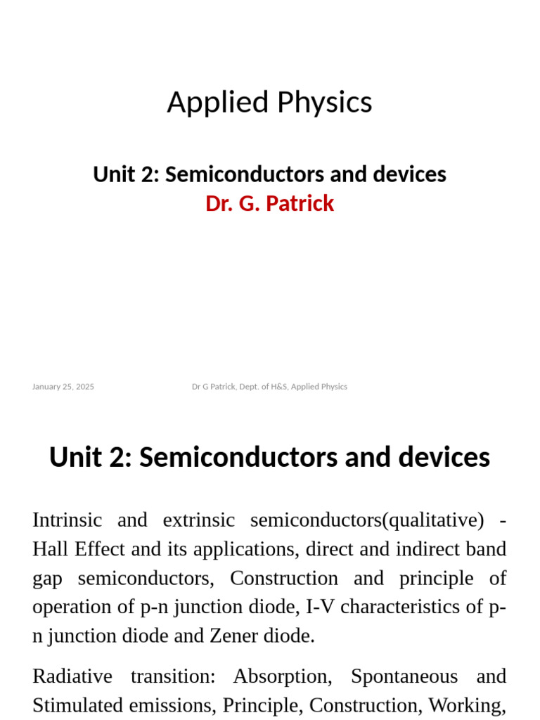Semiconductors & Devices Guide | PDF | Semiconductors | P–N Junction