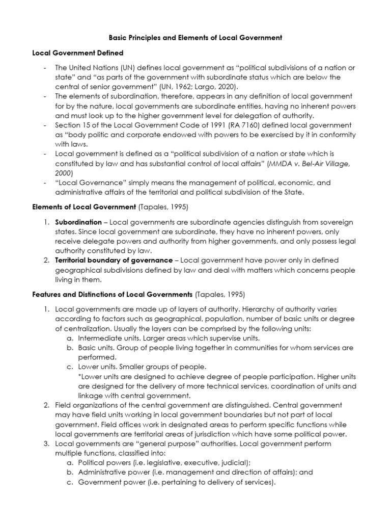 Principles of Local Government Explained | PDF | Corporations | Hierarchy