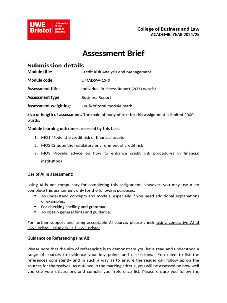 Credit Risk Analysis Report Guide | PDF | Methodology | Critical Thinking