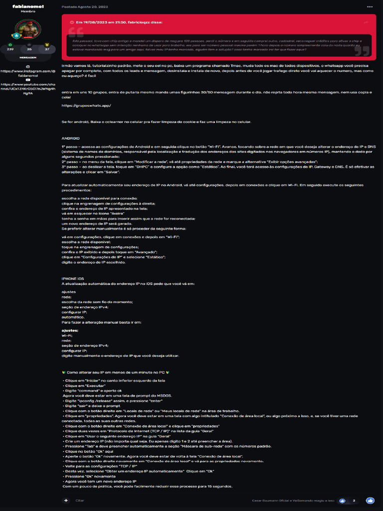 IP MARCADO NO WHATSAPP_ NÚMERO CAINDO A RODO | PDF