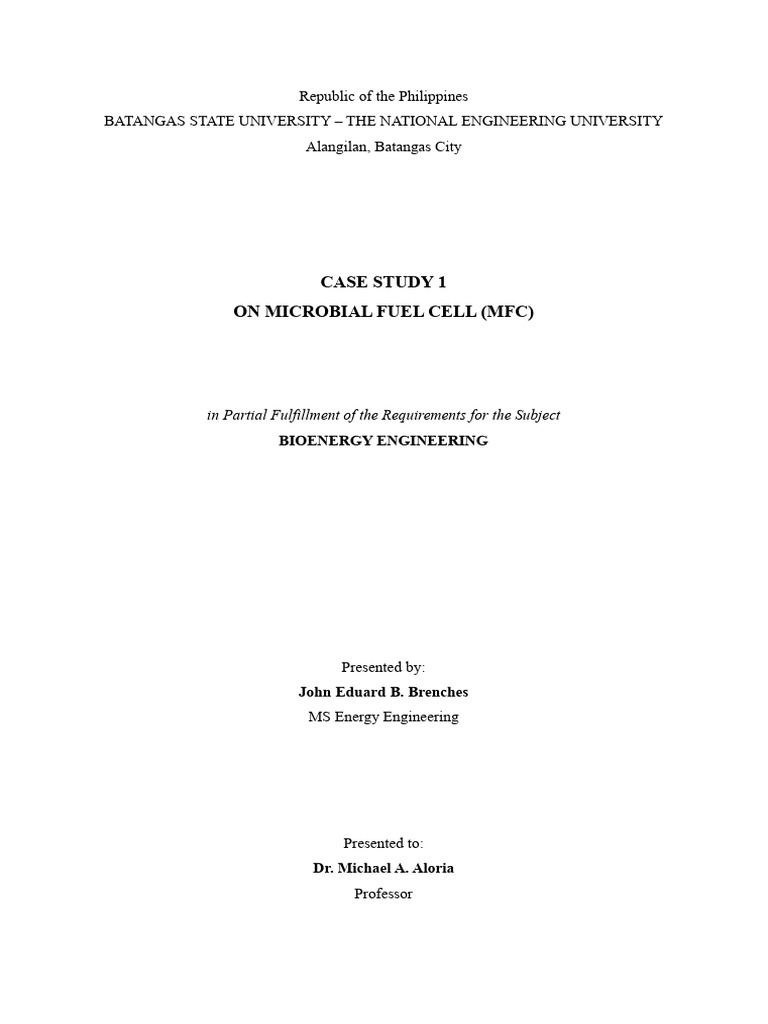 Case Study 1 (MFC) | PDF | Sustainable Energy | Sustainable Technologies