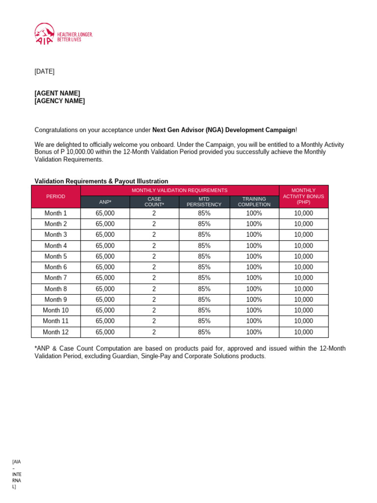 Next Gen Advisor (NGA) Development Campaign - Acceptance Letter - Jan ...