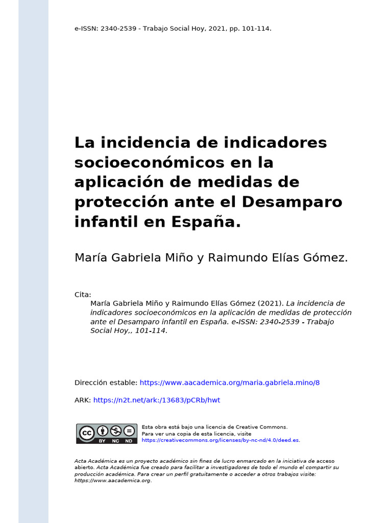 Indicadores socioeconómicos y desamparo infantil en España | PDF ...
