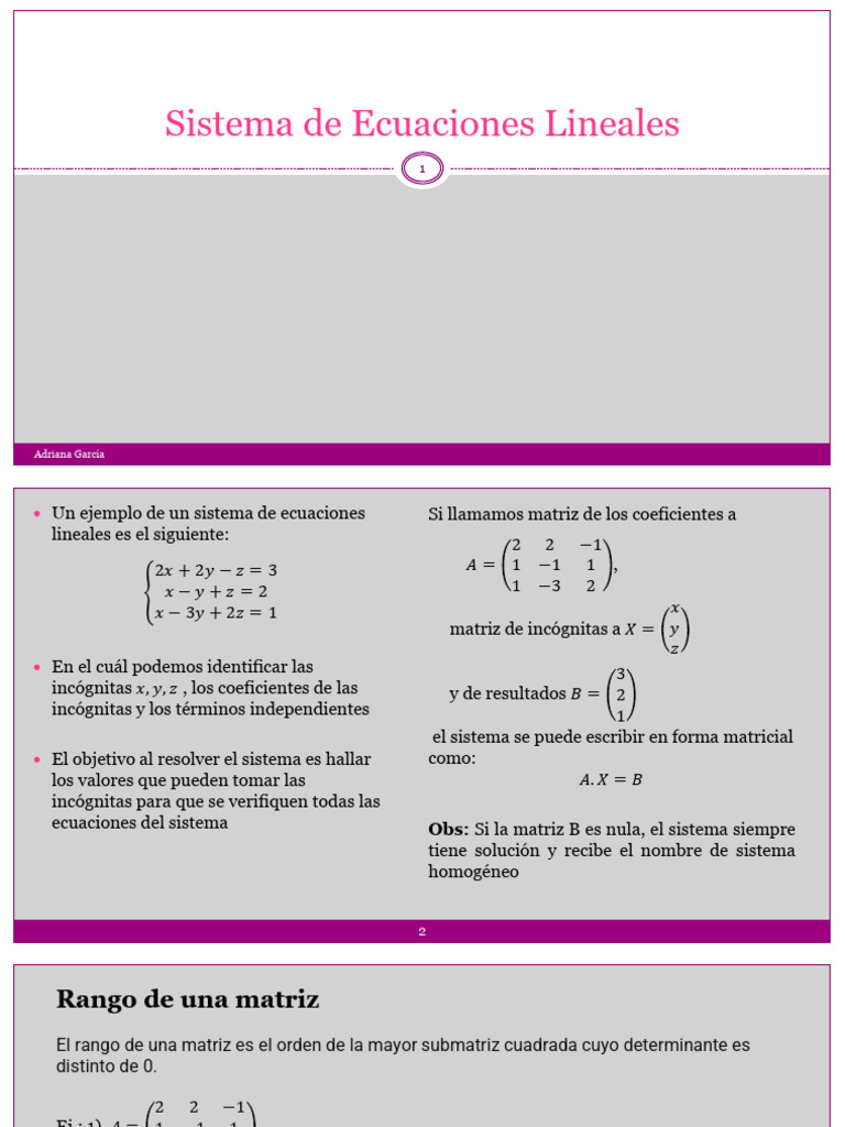 Sistema de Ecuaciones Lineales | PDF | Ecuaciones | Matriz (Matemáticas)