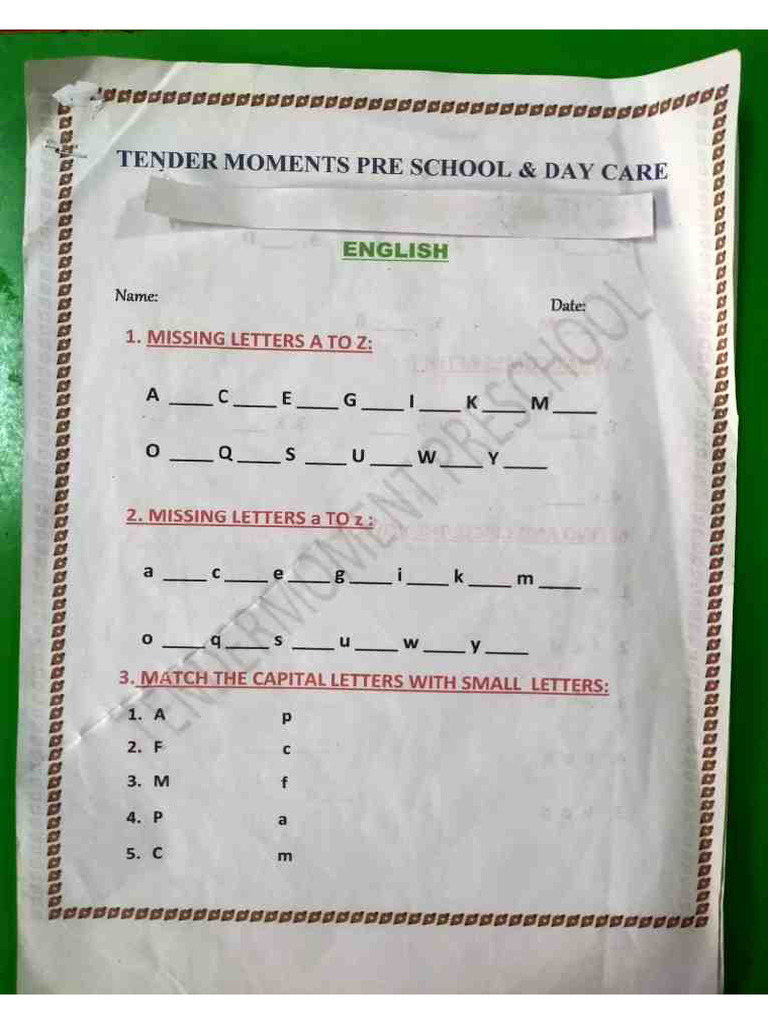 English Practice Test Paper Lkg | PDF