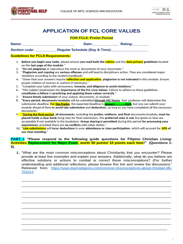 FCL 8 Module For Prelim 2025 | PDF | Faith | Love