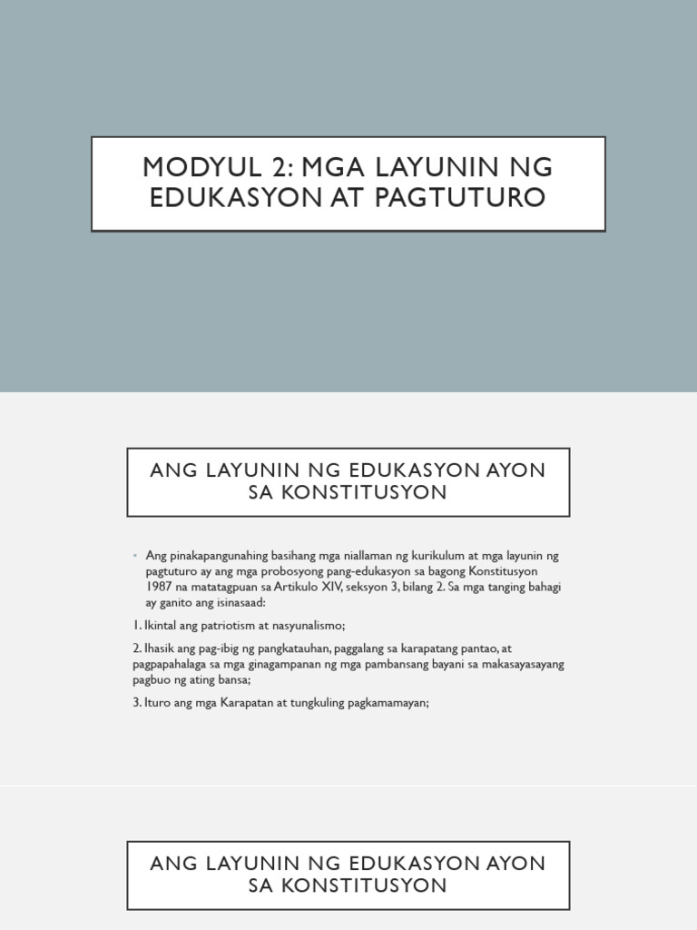 Modyul 2 Mga Layunin NG Edukasyon at Pagtuturo | PDF