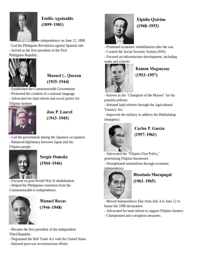 Key Achievements of Philippine Presidents | PDF | Philippines ...