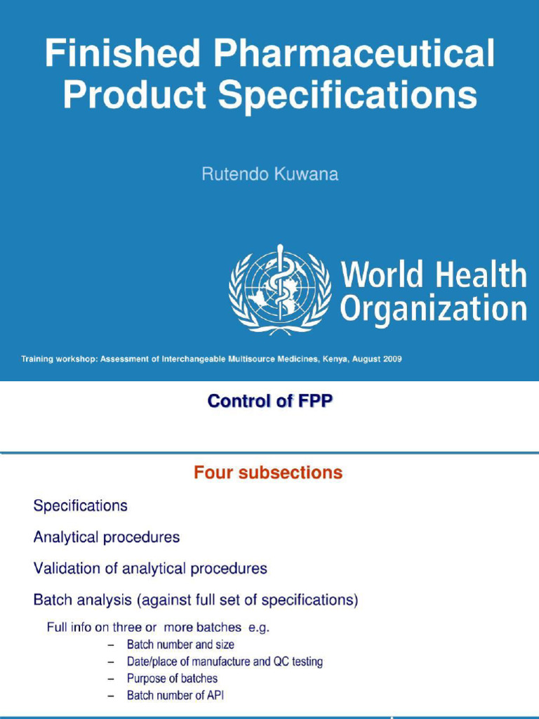 Finished Pharmaceutical Product Specifications 1723165974 | PDF