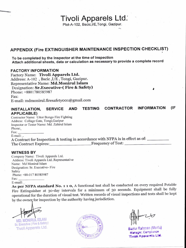 Fire Extinguisher Inspection Checklist - May-2024 - 20240525 - 0001 | PDF