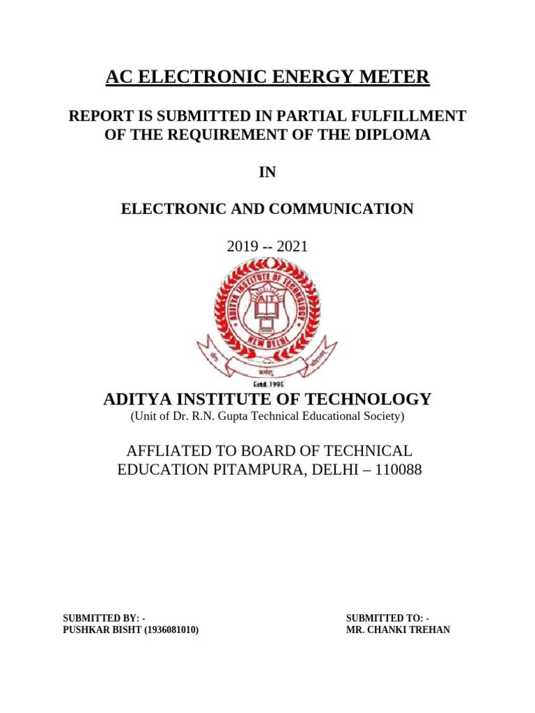 Ac Electronic Energy Meter | PDF