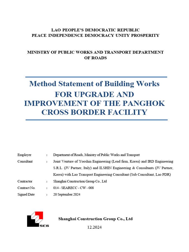 Method Statement of Building Works For Panghok CBF | PDF | Concrete | Soil