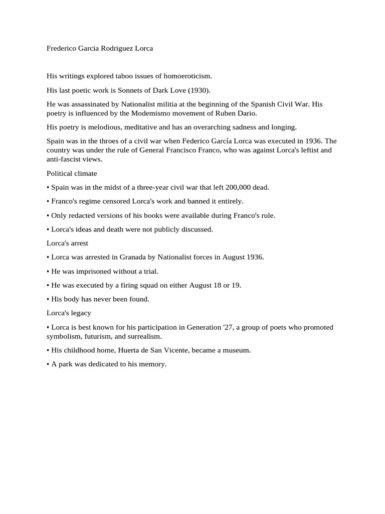 Frederico Garcia Rodriguez Lorca | PDF