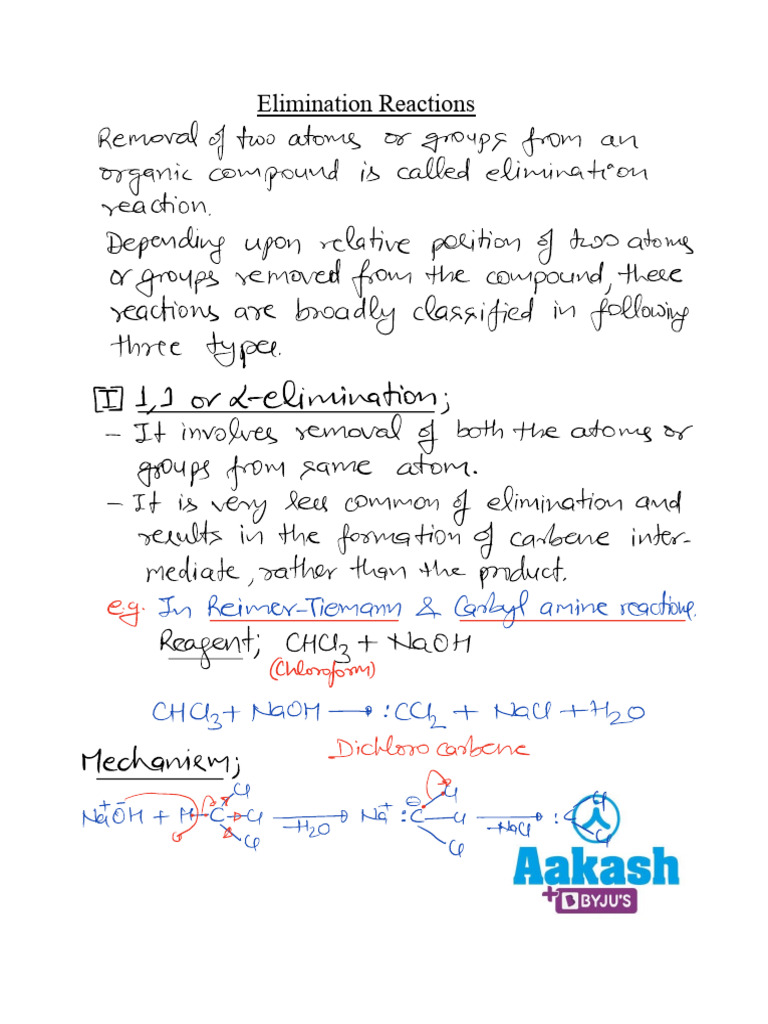 Elimination Reactions in Organic Chemistry | PDF | Alkene | Chemical ...