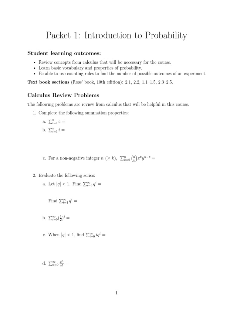 Packet1 | PDF | Mathematical Concepts | Mathematics