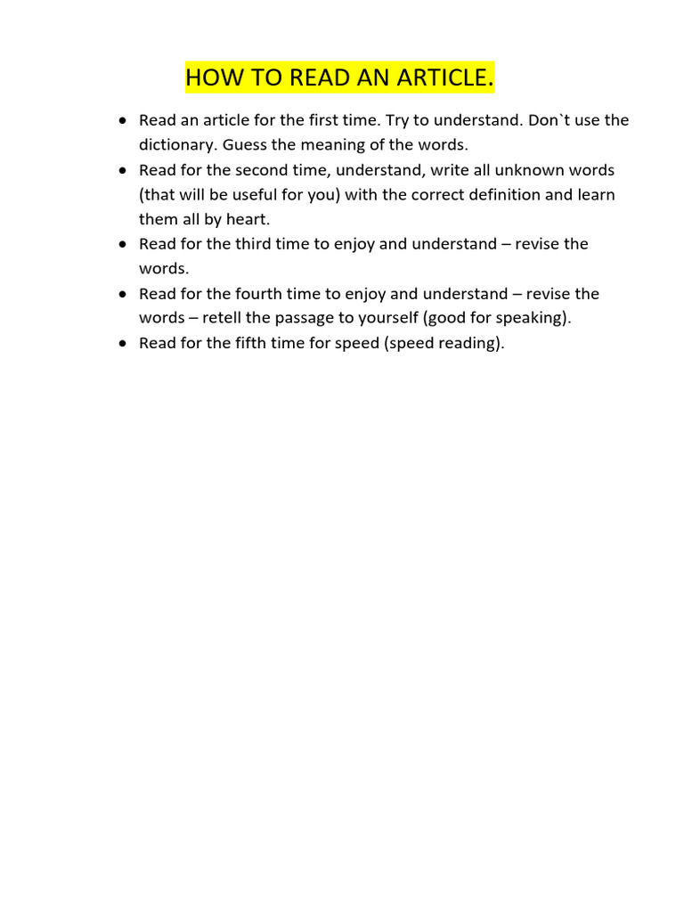 How To Read An Article | PDF
