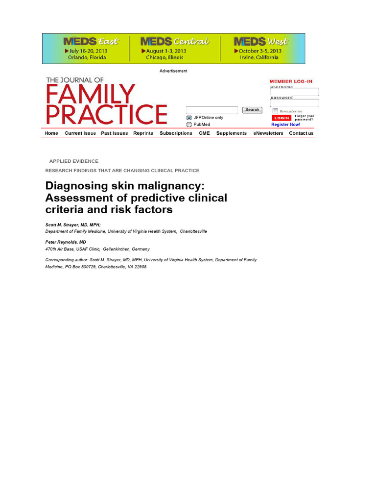 2003 Diagnosing Skin Malignancy-Assessment of predictive clinical ...