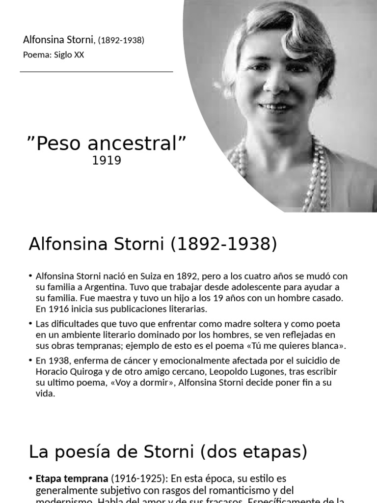 Alfonsina Storni (Peso Ancestral) | PDF
