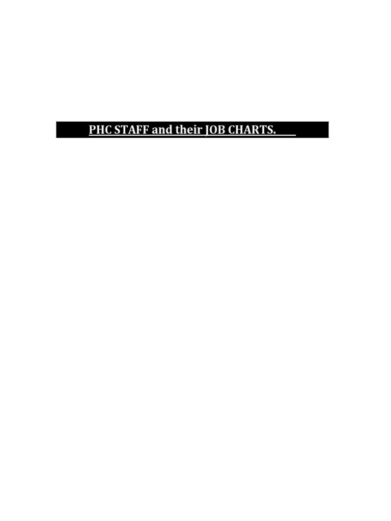 PHC Staff Job Chart-1 | PDF | Pregnancy | Leprosy