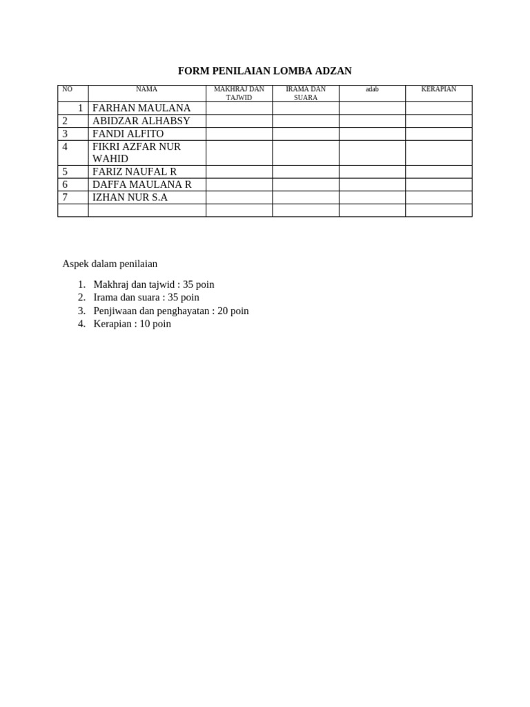 415135136-FORM-PENILAIAN-LOMBA-ADZAN-docx | PDF