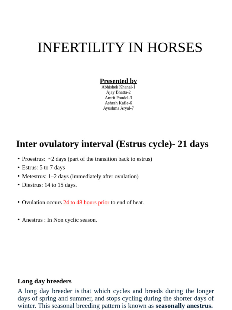 Final Infertility in Horses | PDF | Horse Breeding | Uterus