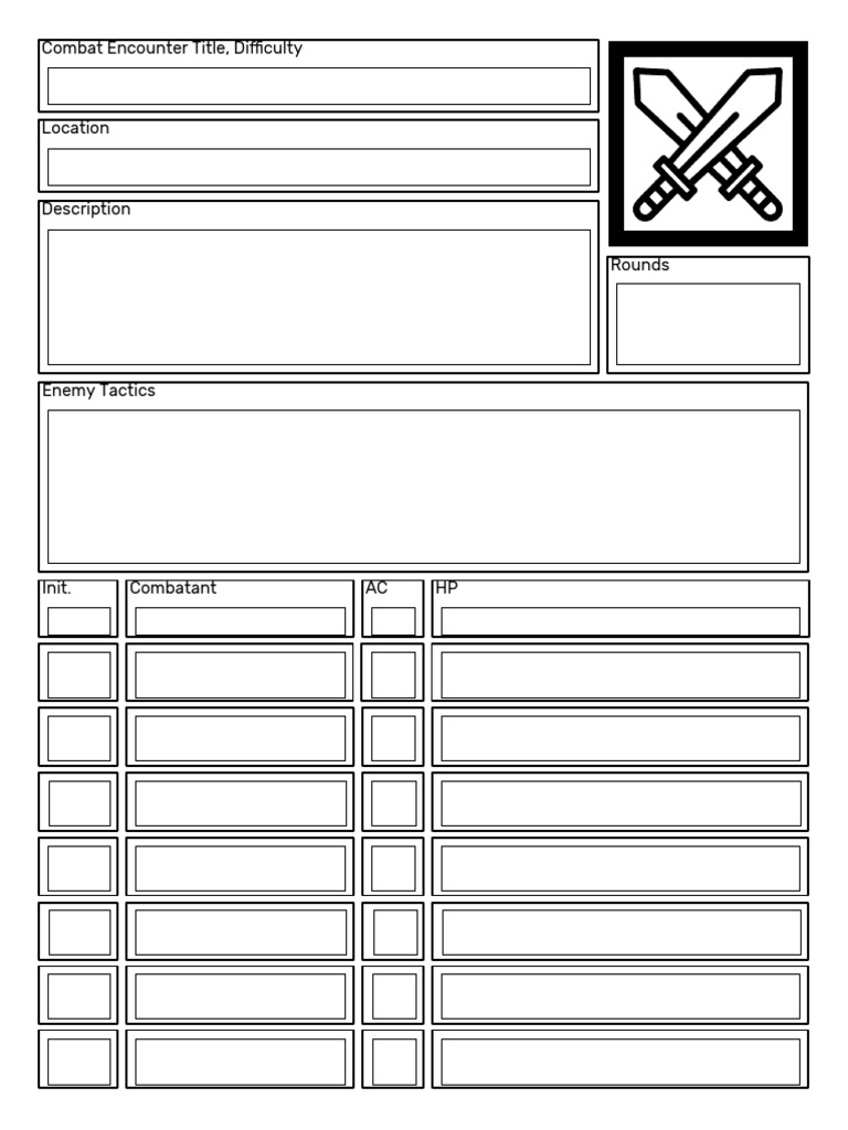 Combat Encounter Guide: Tactics & Stats | PDF