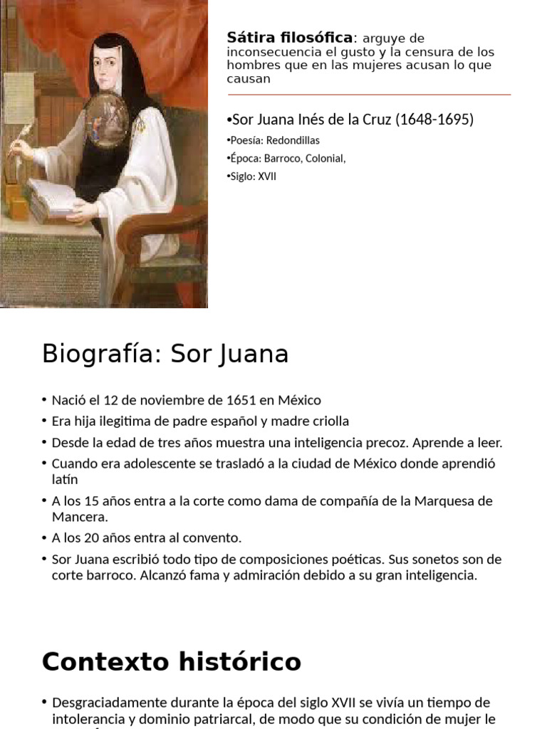 Crítica a la hipocresía masculina en Sor Juana | PDF | Barroco | Poesía