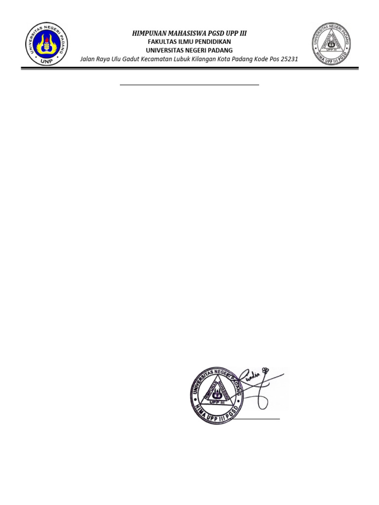 Surat Bebas HIMA PGSD UNP 2024 | PDF