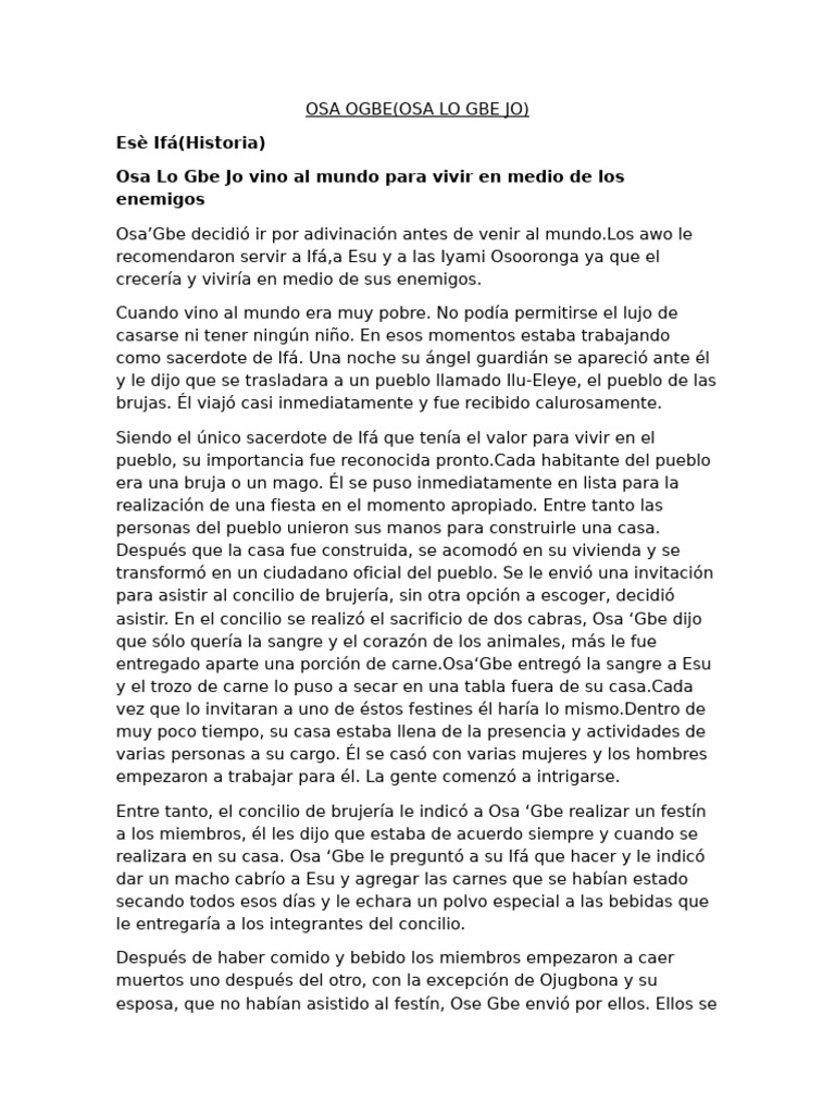 Osa Lo Gbe Jo | PDF