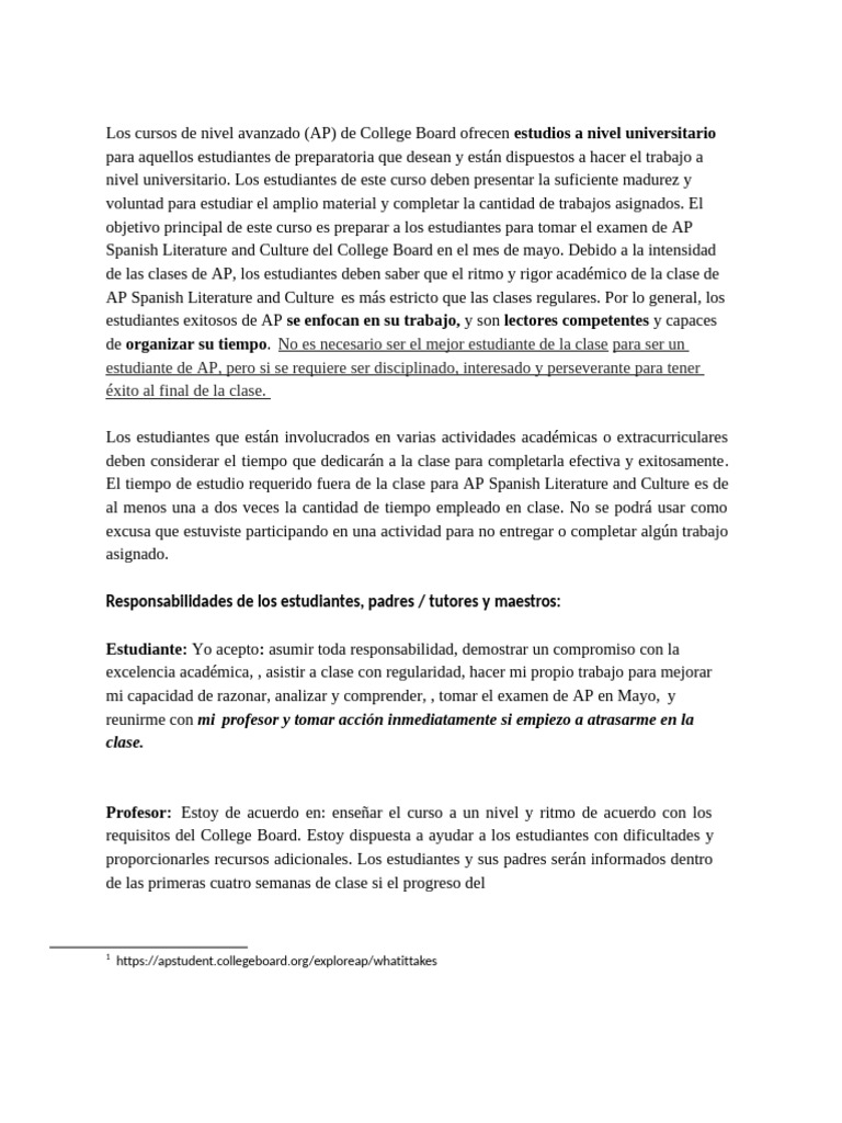 Contrato AP Spanish Lit | PDF | Maestros