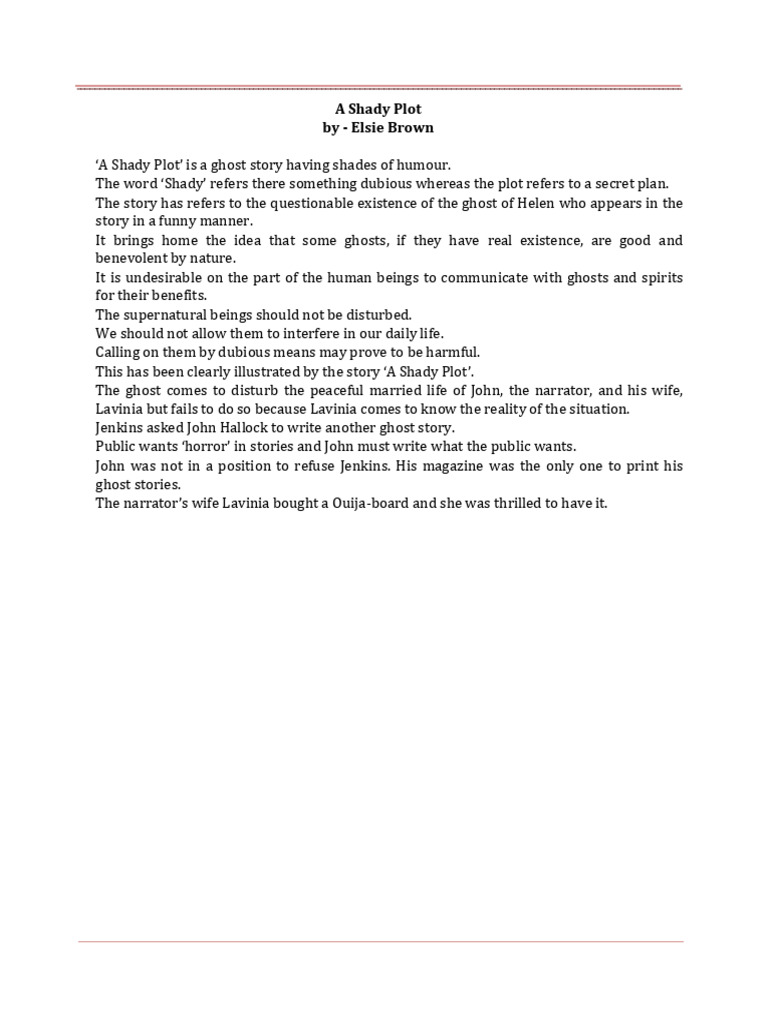 Humorous Ghost Story: A Shady Plot | PDF