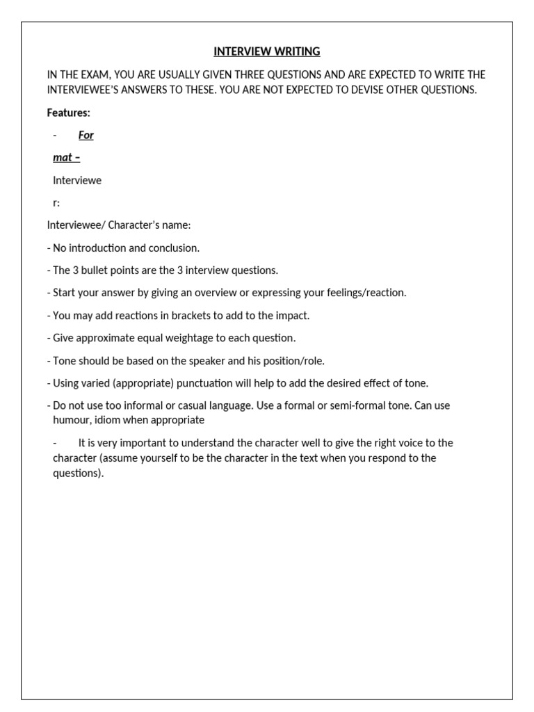 English Interview Writing Format Guide | PDF